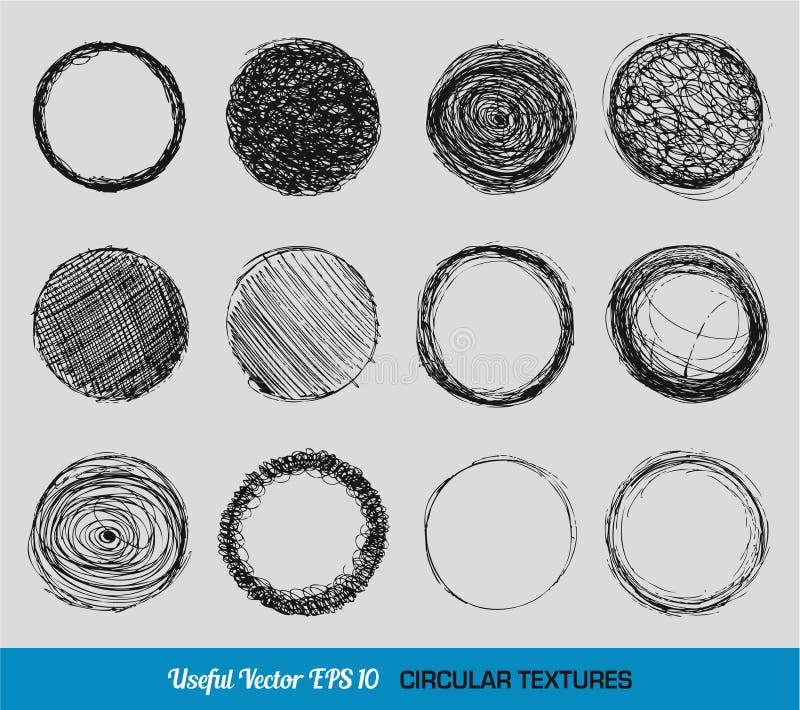Hand Drawn Vintage Circular Textures Stock Vector - Illustration of ...
