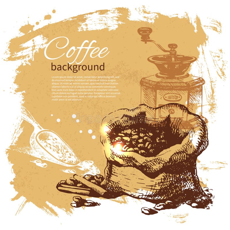 Vintage Coffee Background. Hand Drawn Sketch Illustration Stock ...