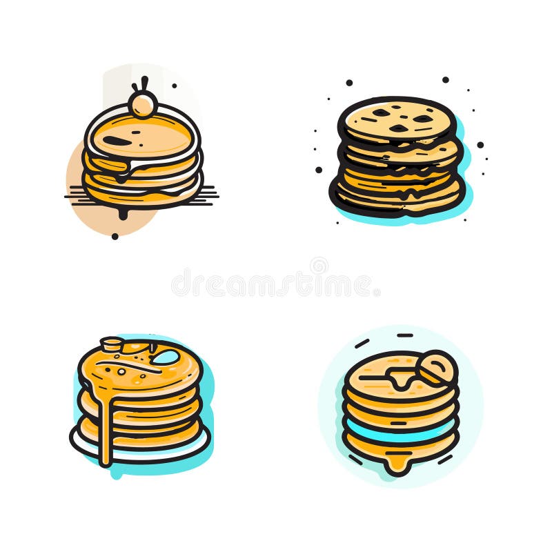 Hand Drawn Vintage Pancake in Flat Line Art Style Stock Vector ...