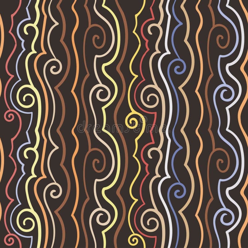 Hand Drawn Vintage Simple Vector Pattern of Vertical Waves, Lines Drawn ...