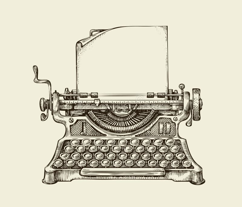 Hand Drawn Vintage Typewriter. Sketch Publishing. Vector Illustration ... Hand Drawn Vintage Typewriter. Sketch Publishing. Vector Illustration ...