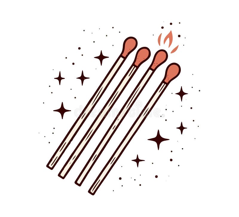 Fire Match Stick Hand Drawn Vintage Vector Stock Illustration ...