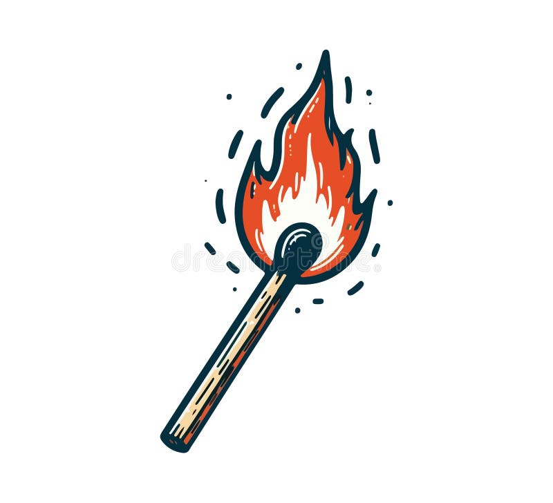 Fire Match Stick Hand Drawn Vintage Vector Stock Photo - Illustration ...