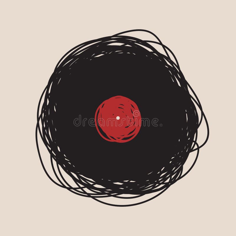 Hand Drawn Vinyl Disc Logo Concept. Vector Illustration. Stock Vector ...