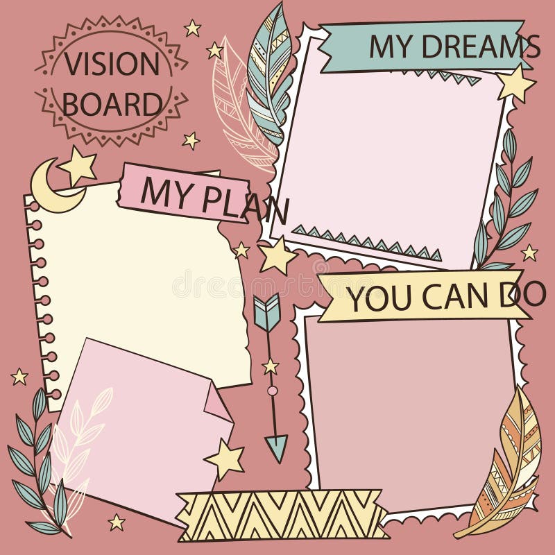 Hand Drawn Vision Board Illustration Vector Illustration. Stock ...