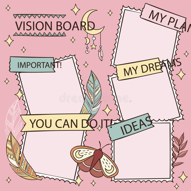 Hand Drawn Vision Board Illustration Vector Illustration. Stock ...