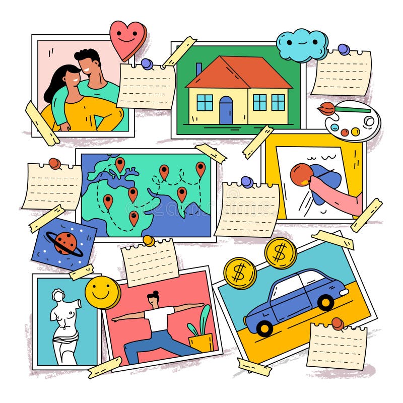 Hand Drawn Vision Board Illustration Vector Illustration. Stock Vector ...