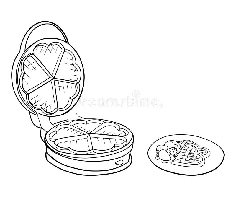 Hand Drawn Waffle Iron Ink Sketch. Doodle Icon Kitchenware. Outline ...