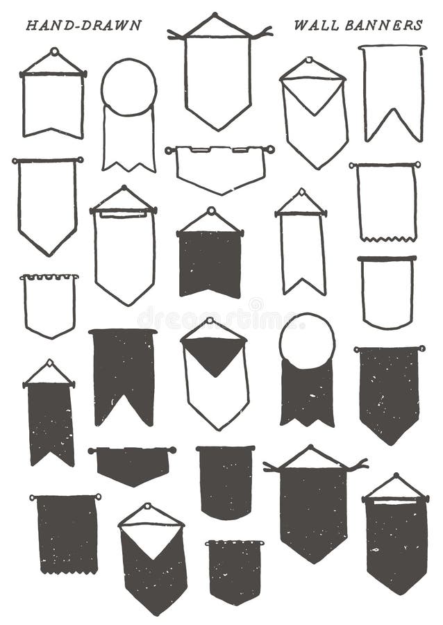 Hand Drawn Wall Banners Vector Design Elements Stock Vector ...