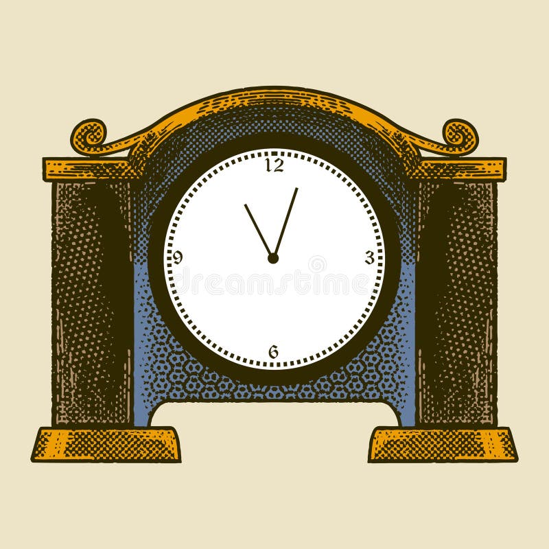 Hand Drawn of Wall Clock and Watch. Vector Illustration in Colorful ...