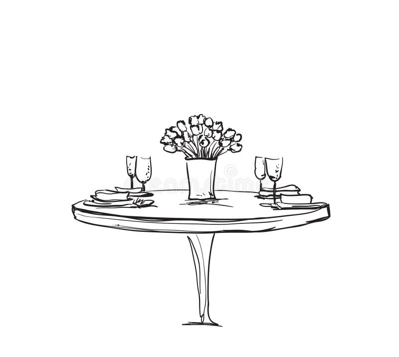 Hand Drawn Wares. Romantic Dinner for Two Stock Vector - Illustration ...