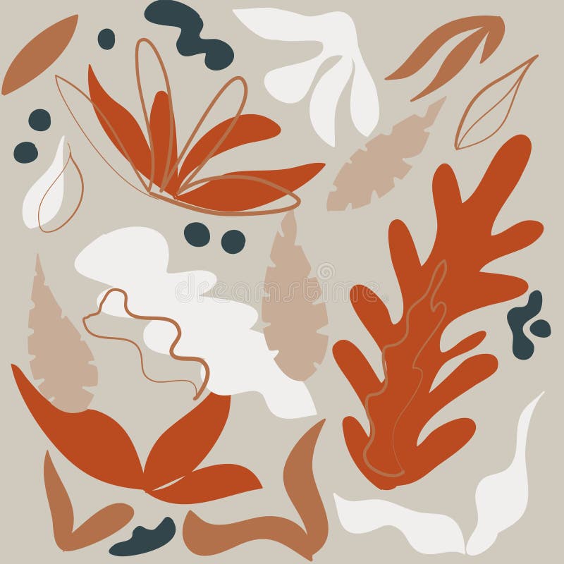 Hand Drawn WARM Abstract Floral Background Stock Illustration ...