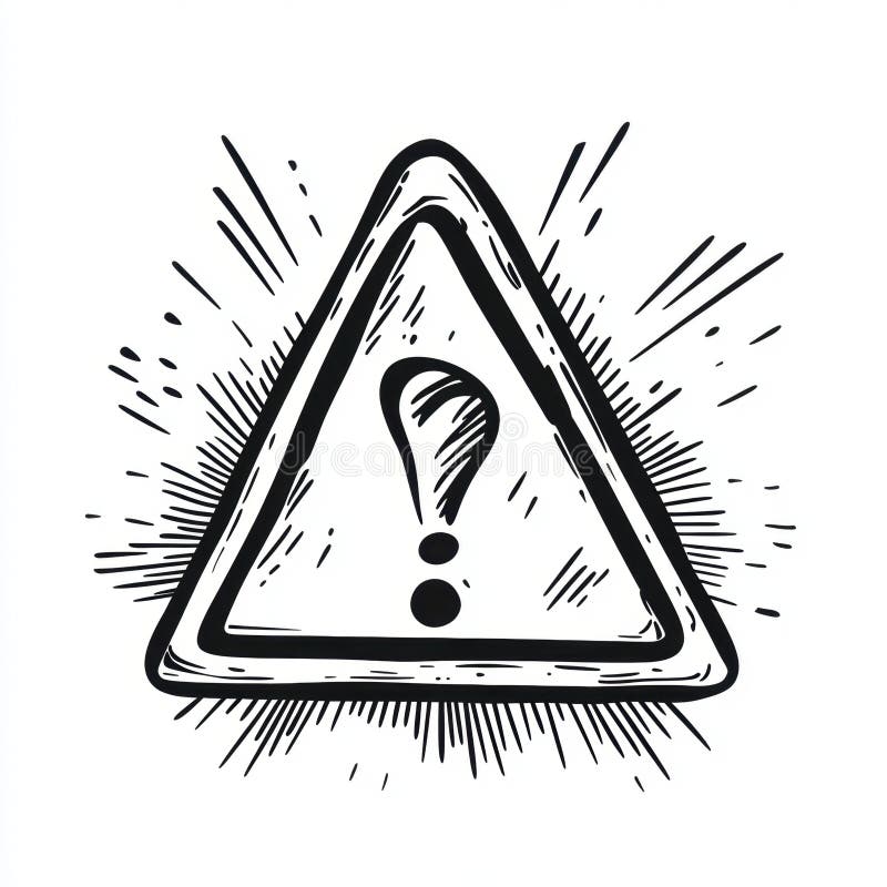 Hand-drawn Warning Sign with an Exclamation Mark Illustration Stock ...