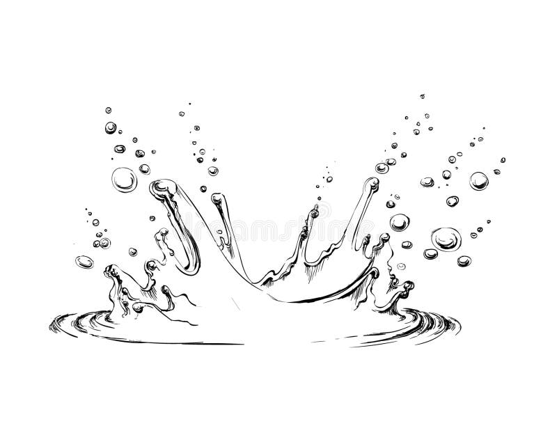 Hand Drawn Water Splash Illustration Stock Illustration - Illustration ...