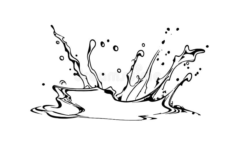 Hand Drawn Water Splash Illustration Stock Vector - Illustration of ...