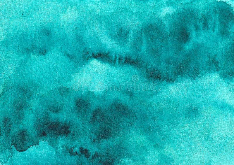 Hand Drawn Watercolor Abstract Turquoise Ink Background Stock Photo ...