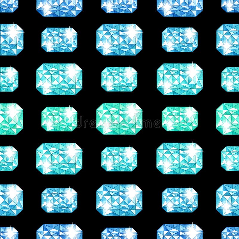 Hand Drawn Watercolor Blue and Green Gemstones Stock Photo - Image of ...