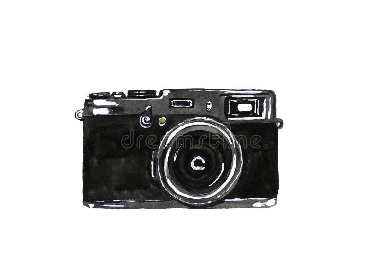 Hand-drawn Watercolor Camera Stock Illustration - Illustration of hand ...