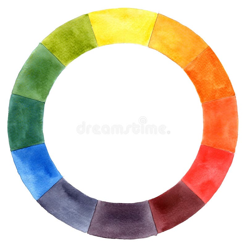 Hand Drawn Watercolor Color Wheel Stock Illustration - Illustration of ...