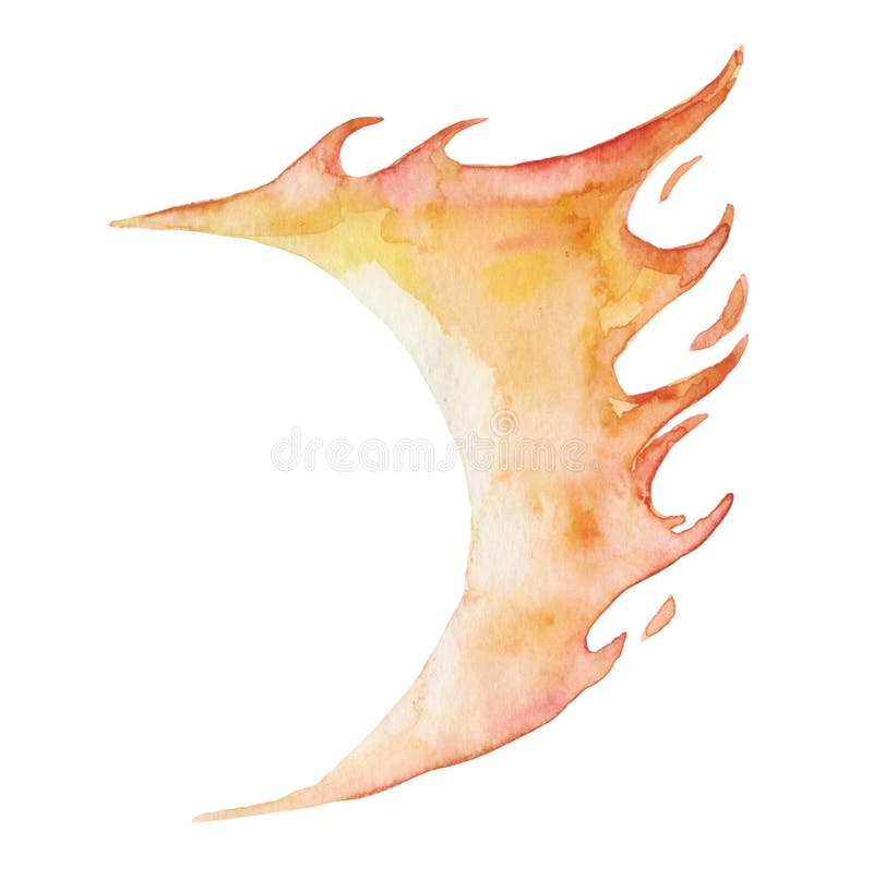 Hand Drawn Watercolor Flames. Round Frame and Different Fire Elements ...