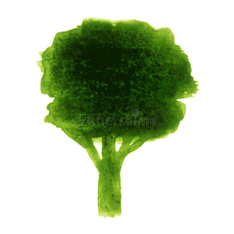 Hand Drawn Watercolor Grunge Tree. Stock Vector - Illustration of ...