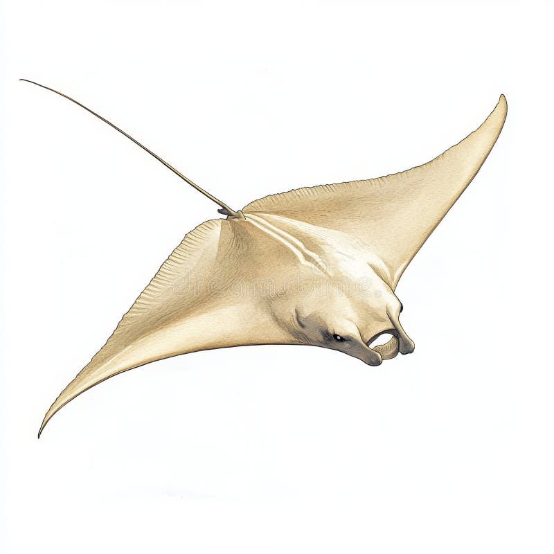 This Hand-drawn Watercolor Illustration Features a Side View of a ...