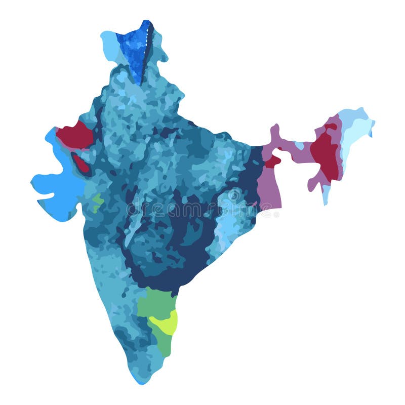 Hand Drawn Watercolor Map of India Isolated. Stock Vector ...