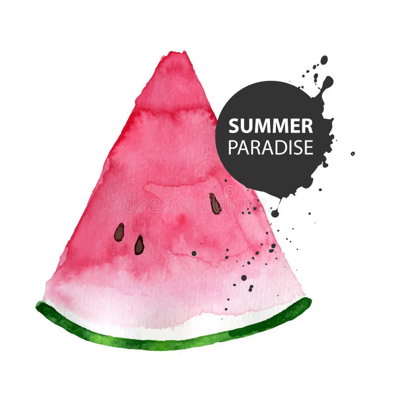 Hand Drawn Watercolor Watermelon Stock Illustration - Illustration of ...