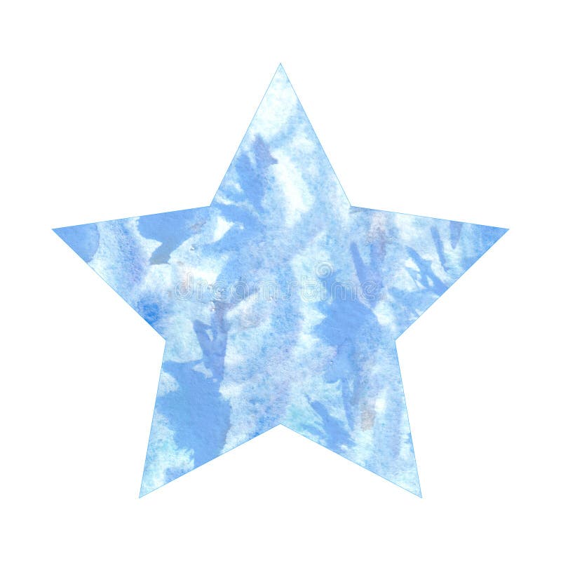 Hand Drawn Watercolor Winter Blue Abstract Star Stock Image - Image of ...