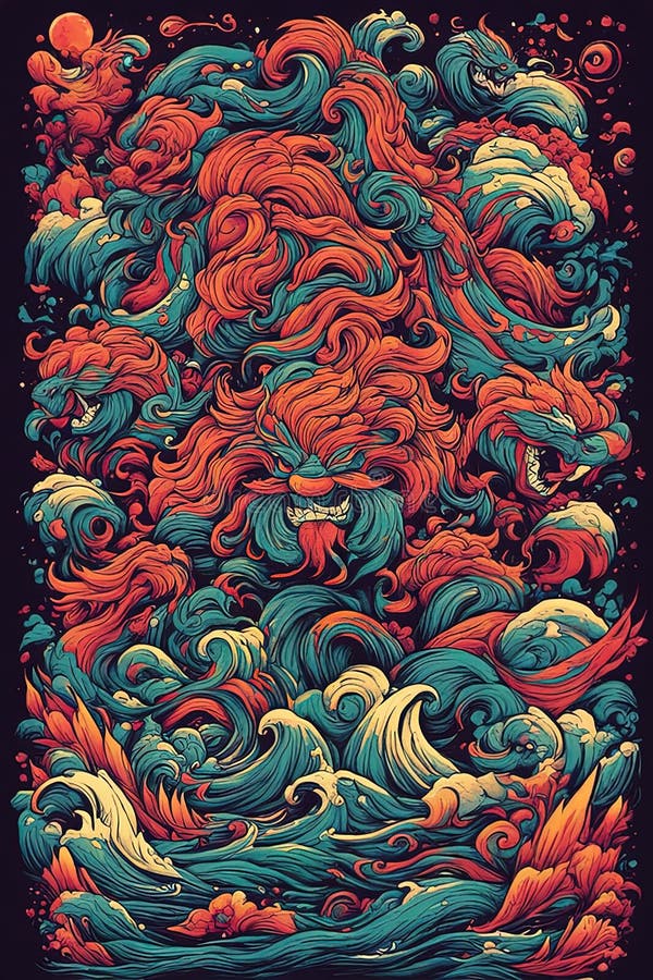 Hand Drawn Waves with Abstract Background.hand Drawn Waves with ...