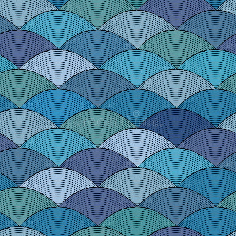 Hand-drawn waves pattern stock illustration. Illustration of pattern ...