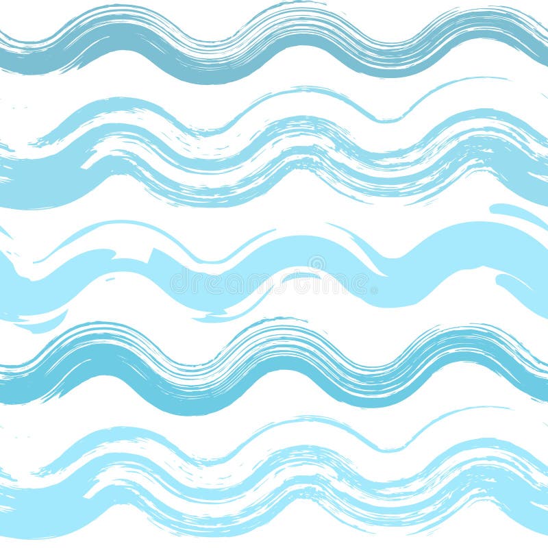 Hand Drawn Waves Seamless Pattern Stock Illustration - Illustration of ...