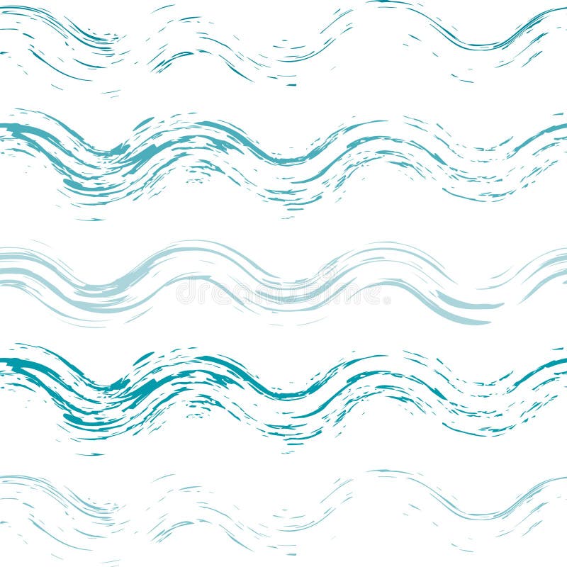 Hand Drawn Waves Seamless Pattern Stock Illustration - Illustration of ...