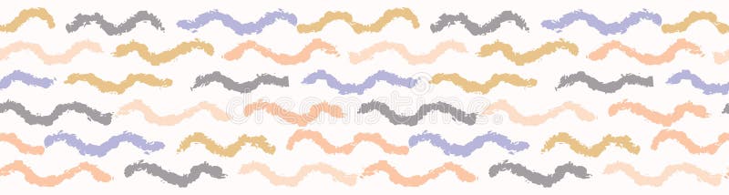 Hand Drawn Wavy Doodle Stripes Seamless Border Pattern. Stock Vector ...