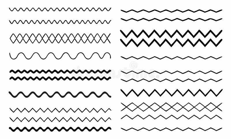 Hand Drawn Wavy Lines Zigzags Borders Design Elements Stock ...