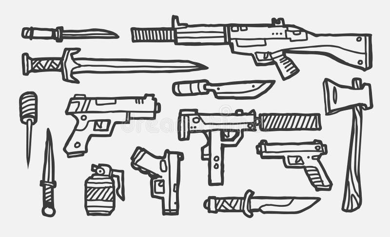 Hand Drawn Weapons Royalty Free Stock Photo - Image: 12114555