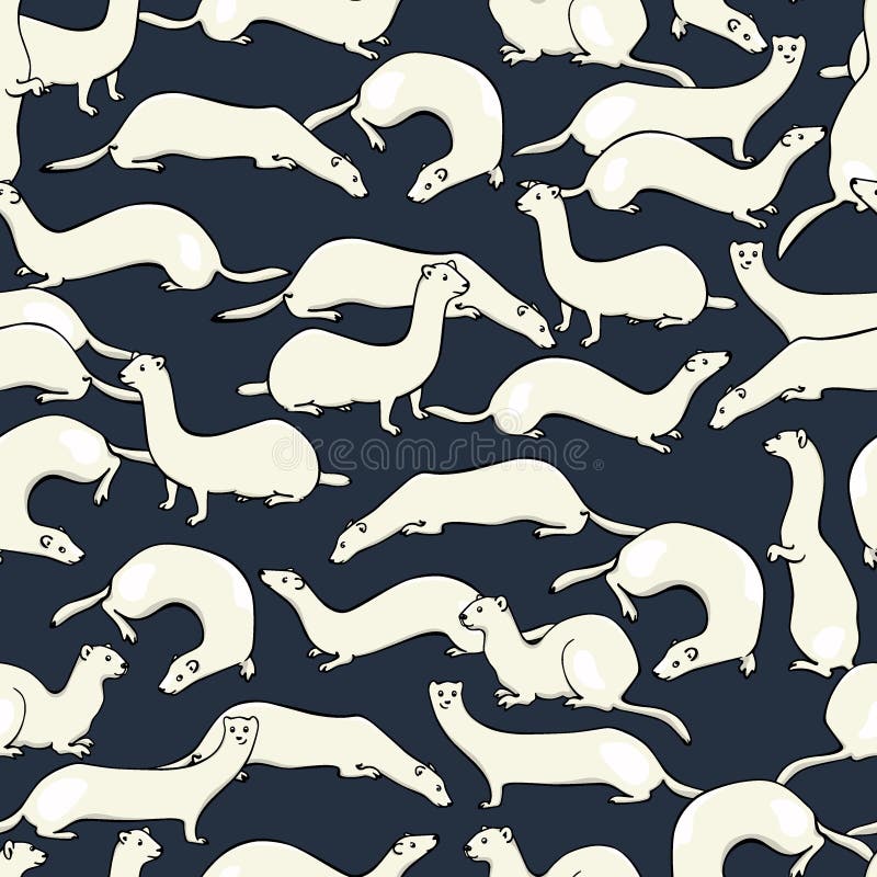 Hand drawn weasel pattern stock vector. Illustration of pattern - 238939701