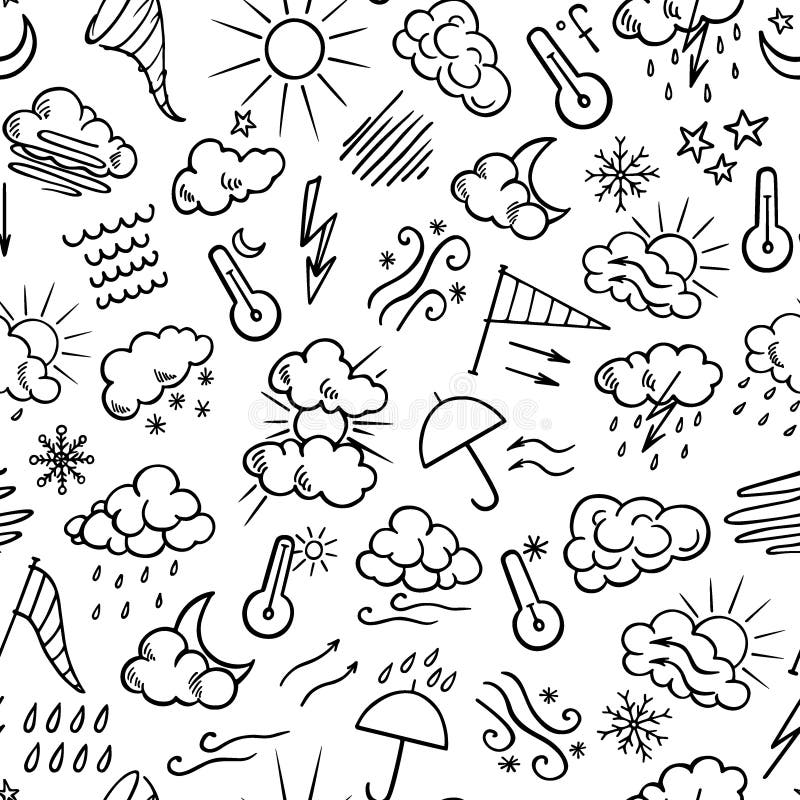 Hand drawn weather pattern stock vector. Illustration of meteorology ...