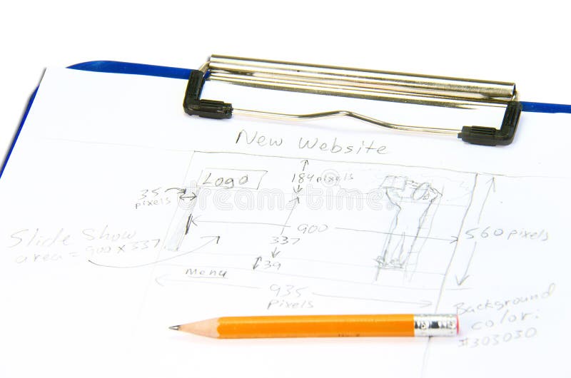 Hand Drawn Web Site Design Sketch for Planning Stock Image - Image of ...
