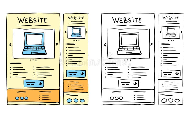 Responsive Website Layout Doodles Stock Vector - Illustration of page ...