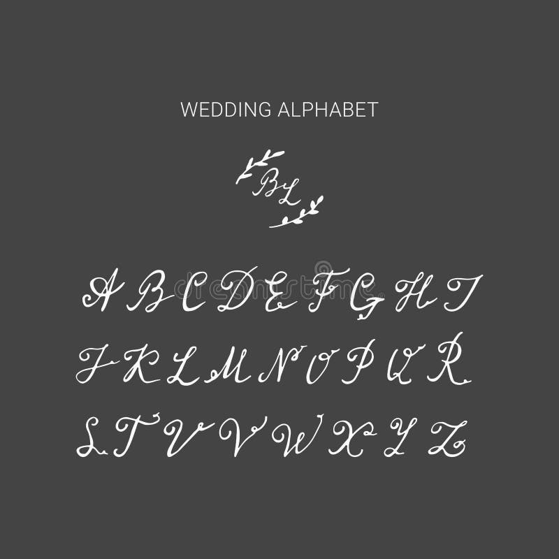 Hand Drawn Wedding Alphabet Stock Vector - Illustration of background ...
