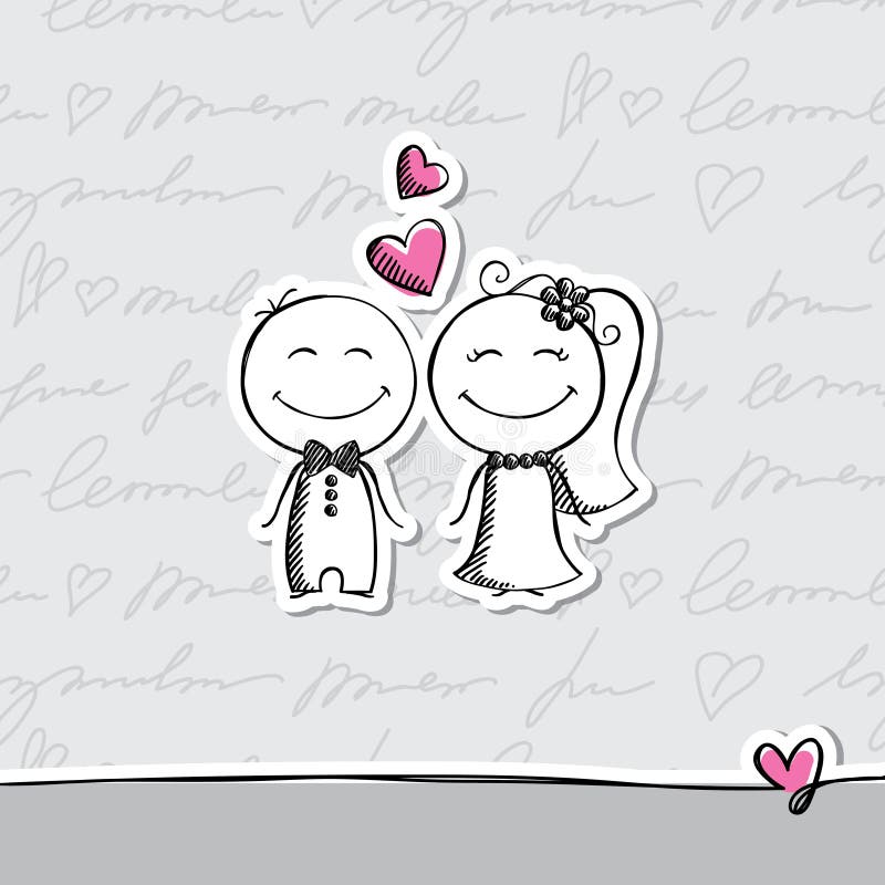Wedding Couple Stickman Bride and Groom Stock Vector - Illustration of ...