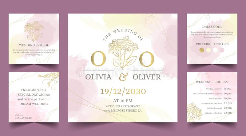 Hand Drawn Wedding Ig Post Vector Design Illustration Stock Vector ...