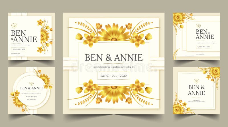 Hand Drawn Wedding Instagram Post Vector Design Illustration Stock ...