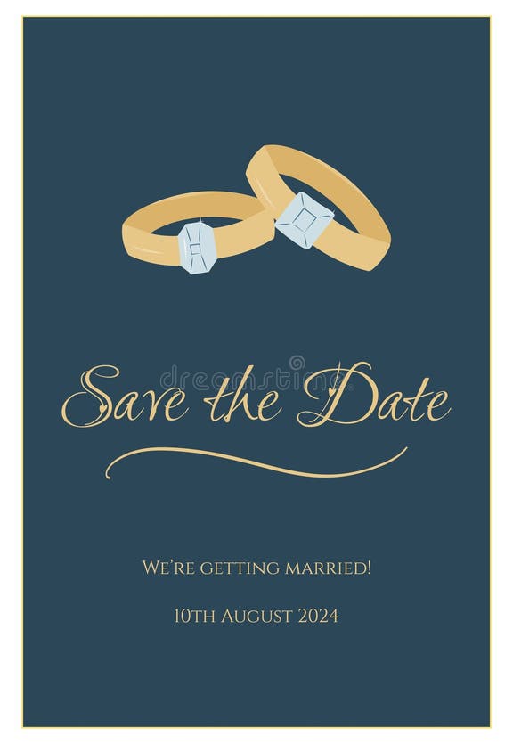 Hand Drawn Wedding Invitation with Wedding Rings. Stock Vector ...