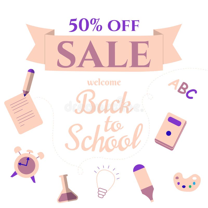 Hand Drawn Welcome Back To School Background with School Tools Stock ...