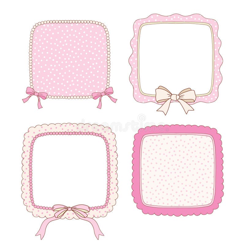 Hand Drawn Whimsical Rounded Square Frames Collection in Coquette Style ...