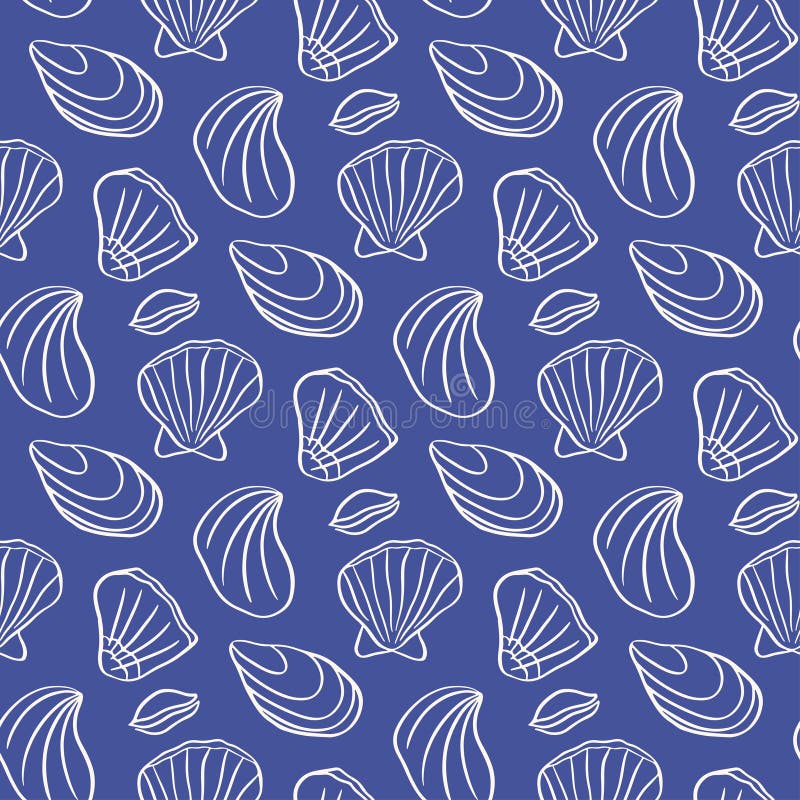 Hand Drawn Whimsical Seashell Background Stock Illustration ...