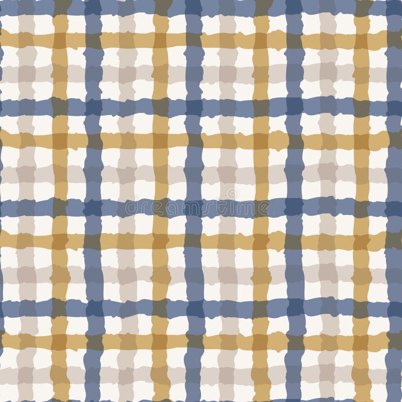 Hand Drawn Whimsical Wonky Gingham Check Seamless Pattern. Vector ...
