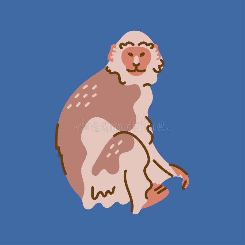 Hand Drawn White-headed Langur. Children S Character Stock Vector ...